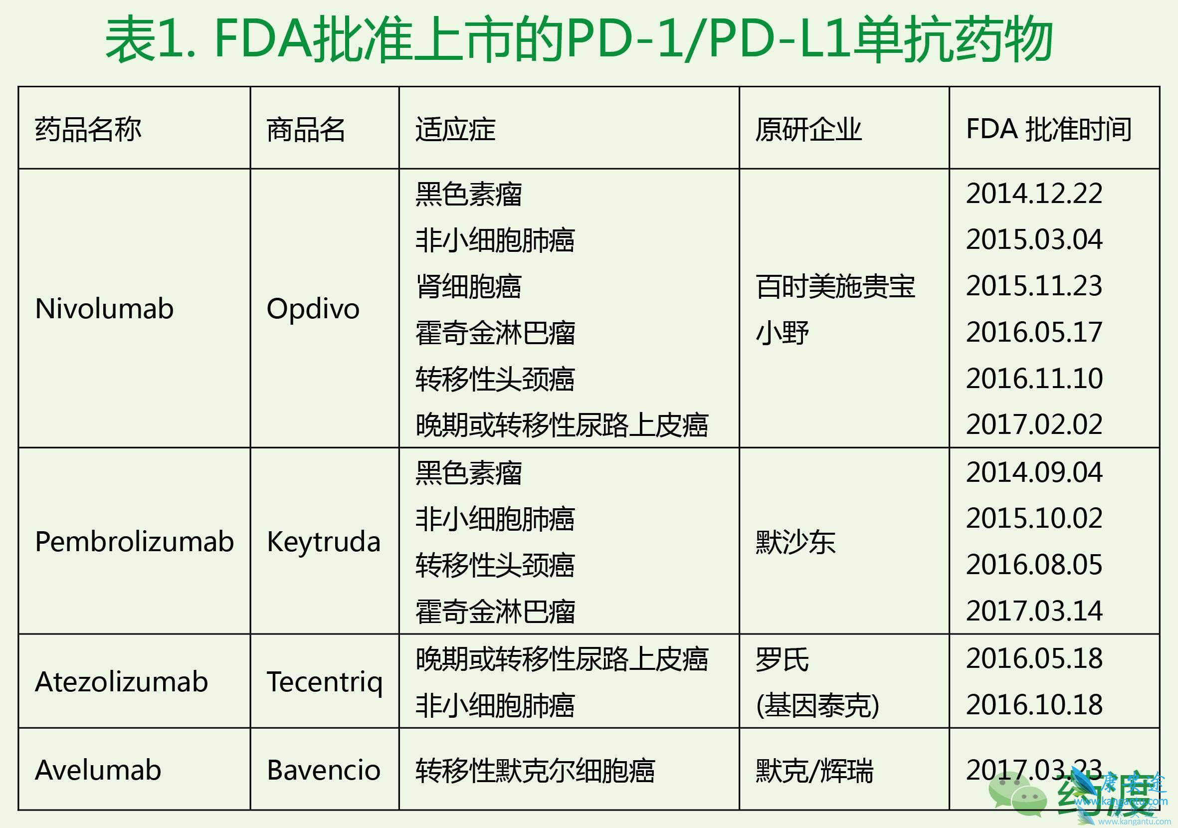 四大被FDA批准的PD-1抑制剂/PD-L1抑制剂【康安途海外医疗】